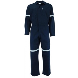 Overol azul marino 100% algodón con cinta reflejante en brazos y ...
